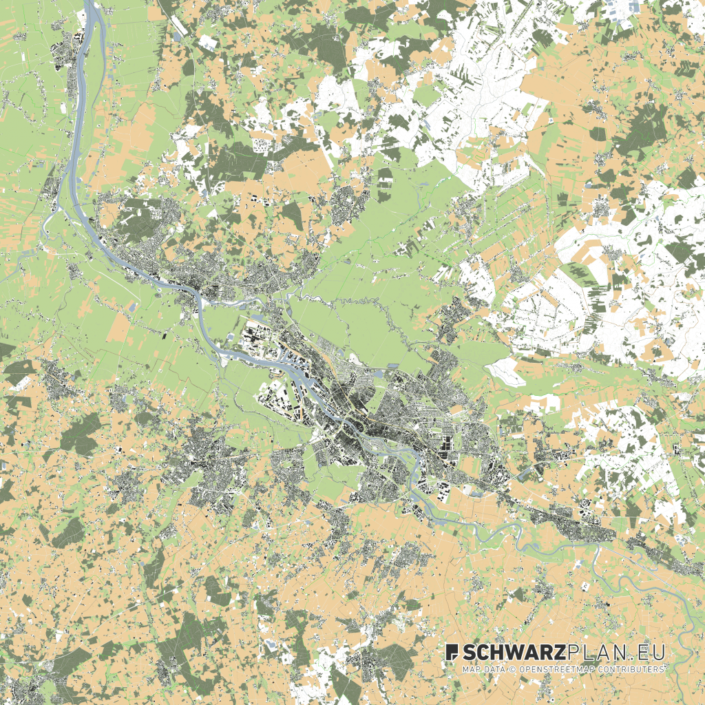 Lageplan & Schwarzplan von Aachen zum Download als PDF, DWG Plan, 1:100 000