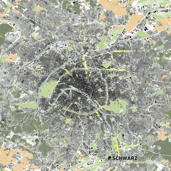 Site Plan & Figure Ground Plan of Paris for download as PDF, DWG Plan ...