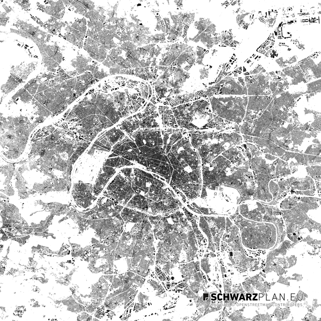 Figure Ground Plan & Site Plan of Chicago for download as PDF, 1:200 000