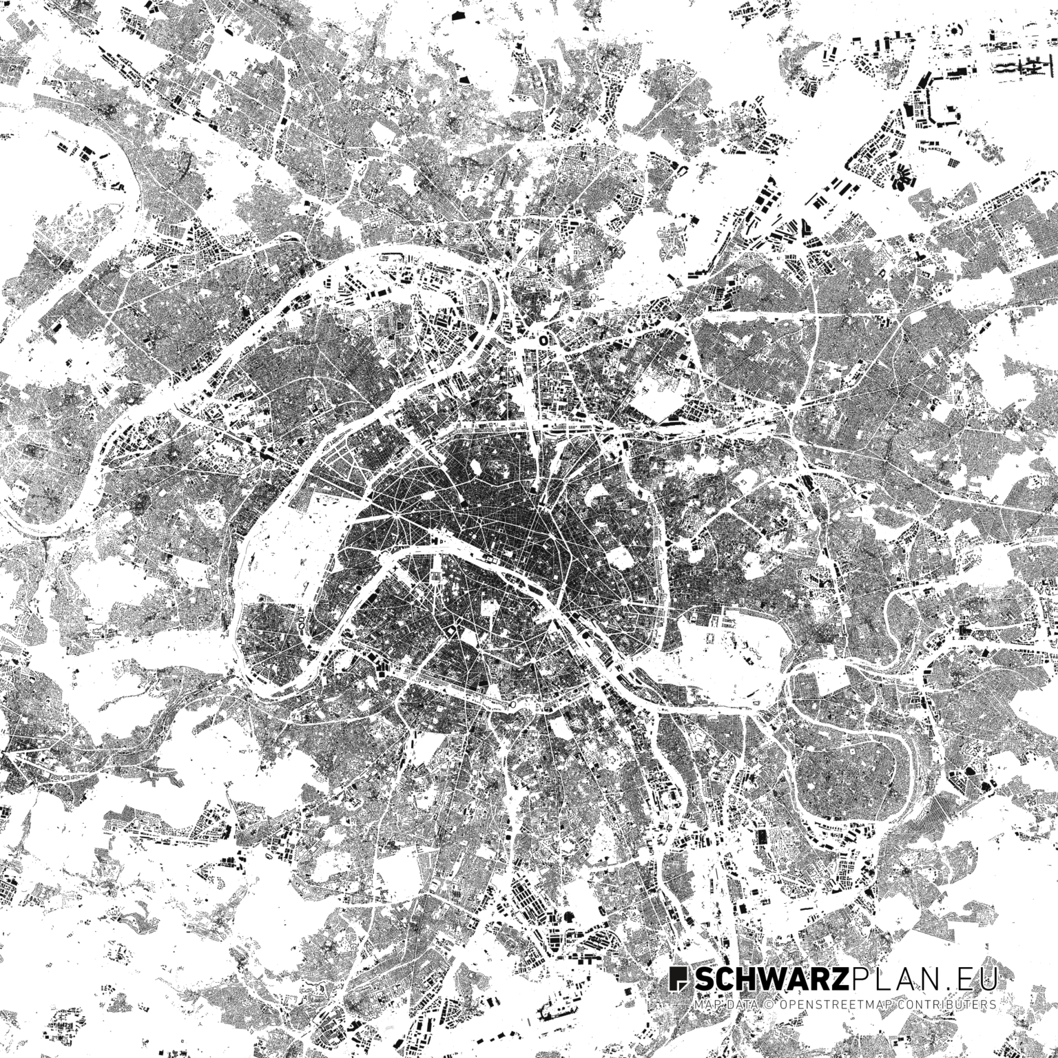 Figure Ground Plan & Site Plan of Chicago for download as PDF, 1:200 000