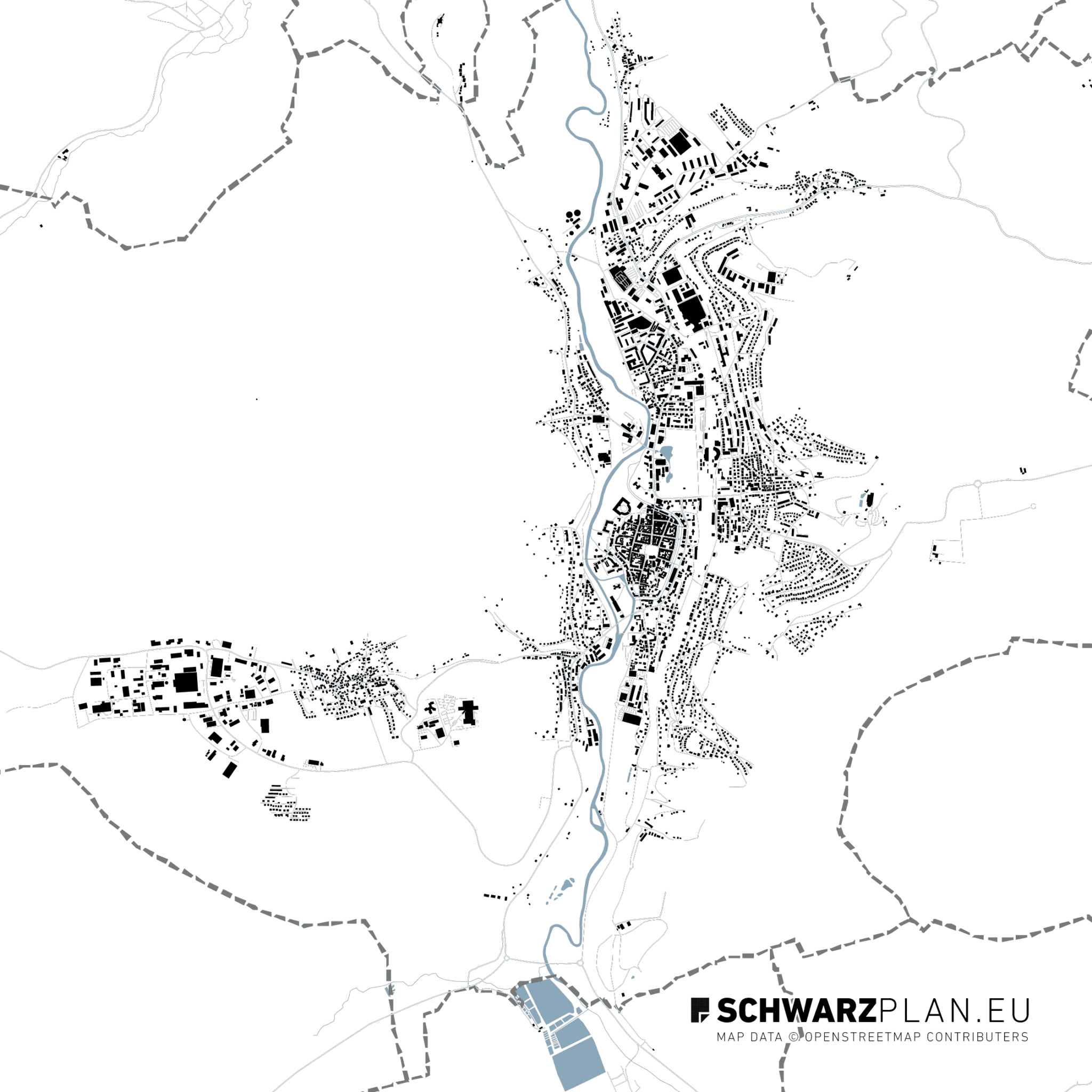 Lageplan & Schwarzplan von Meiningen zum Download als PDF, 1:50 000