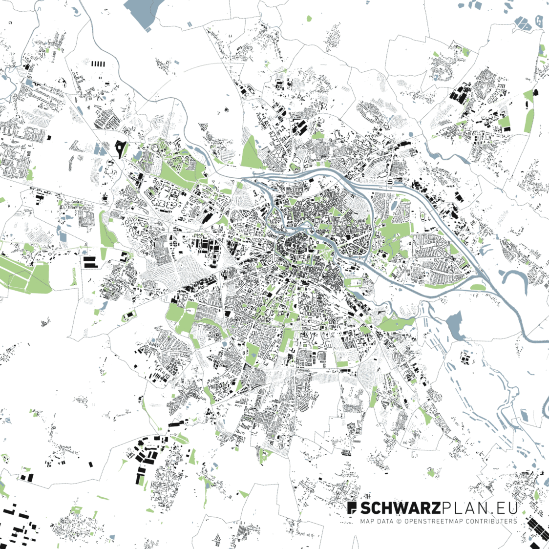 Site Plan & Figure Ground Plan of Wroclaw for download as PDF, DXF Plan ...