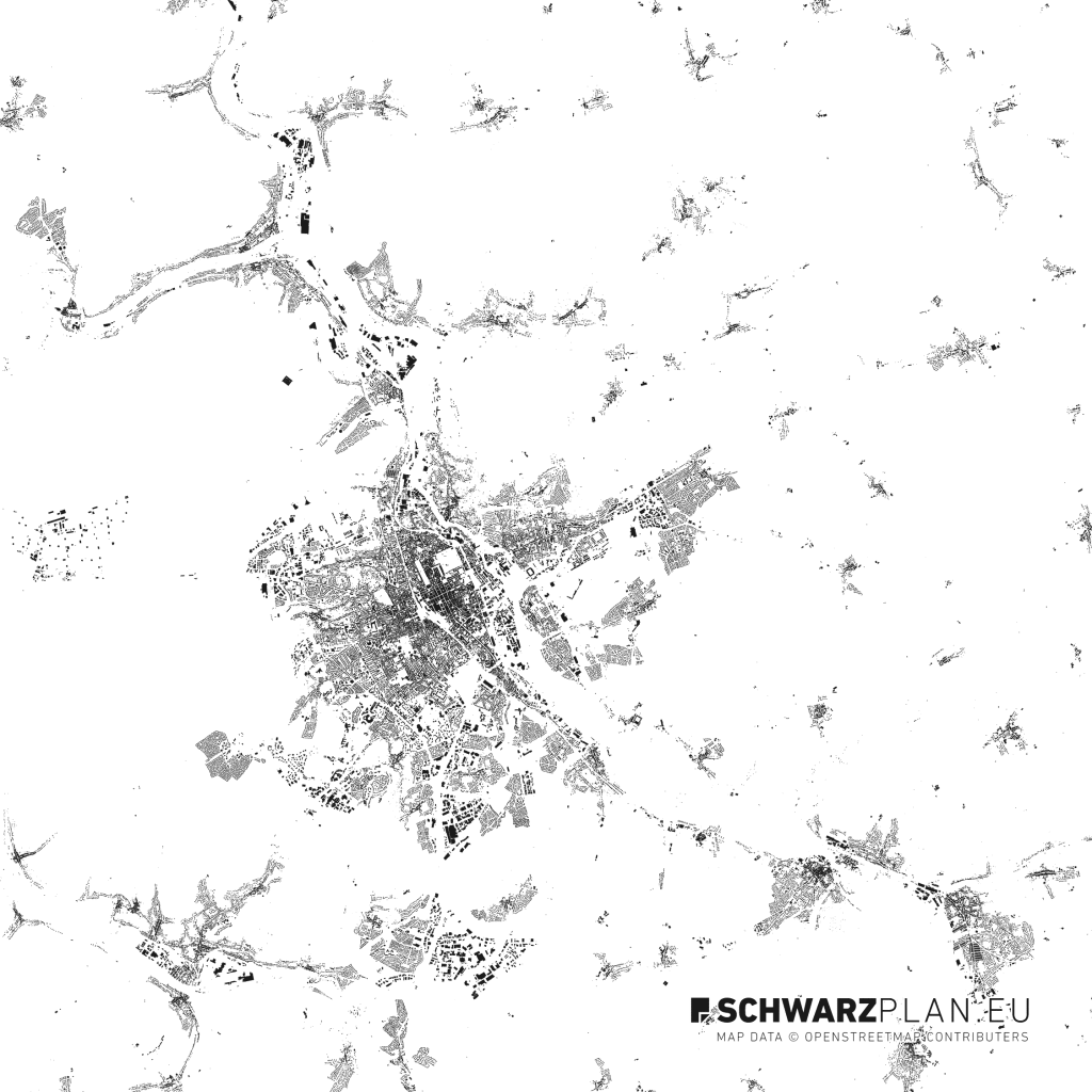 Site Plan & Figure Ground Plan of Nancy for download as PDF, 1:100 000