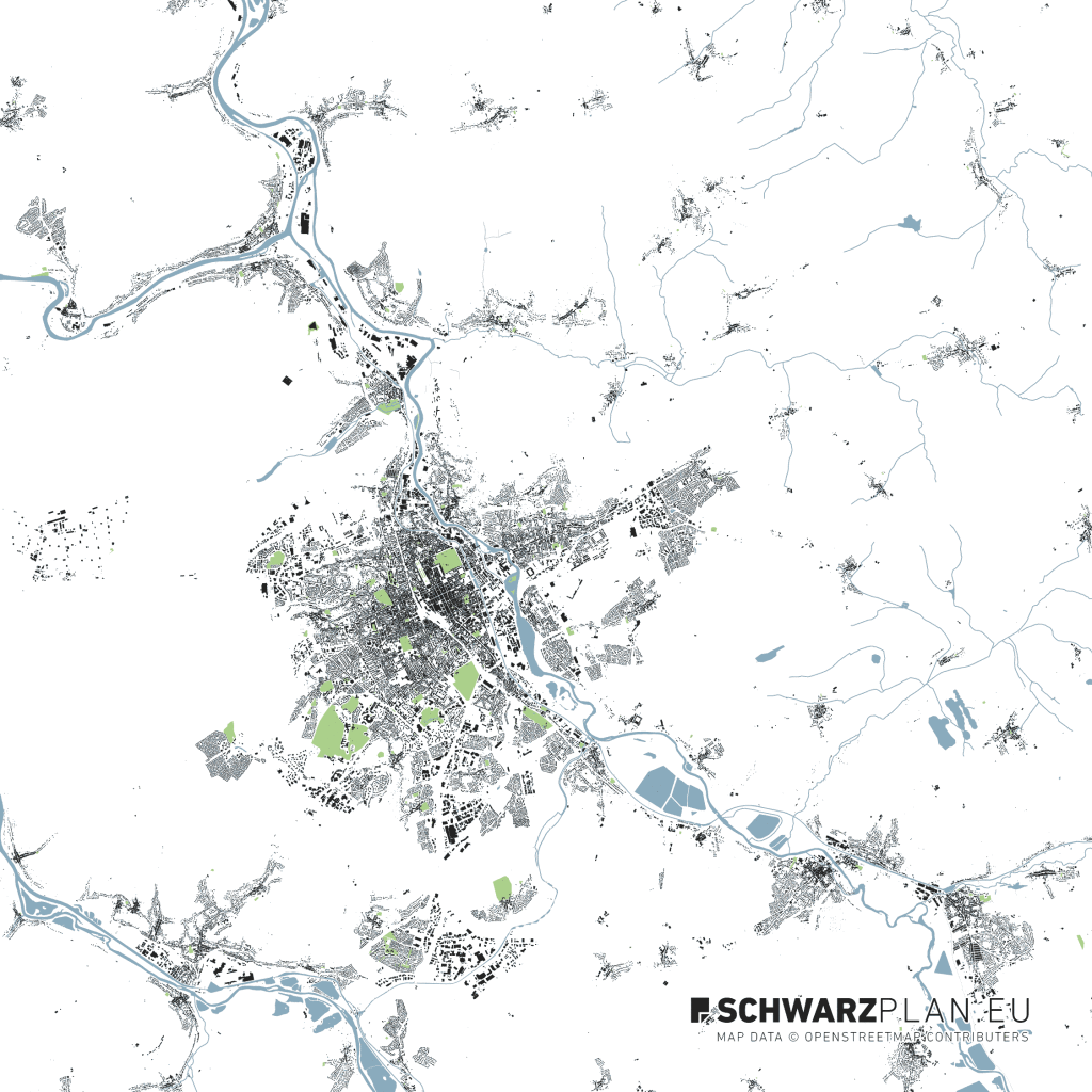 Site Plan & Figure Ground Plan of Nancy for download as PDF, 1:100 000