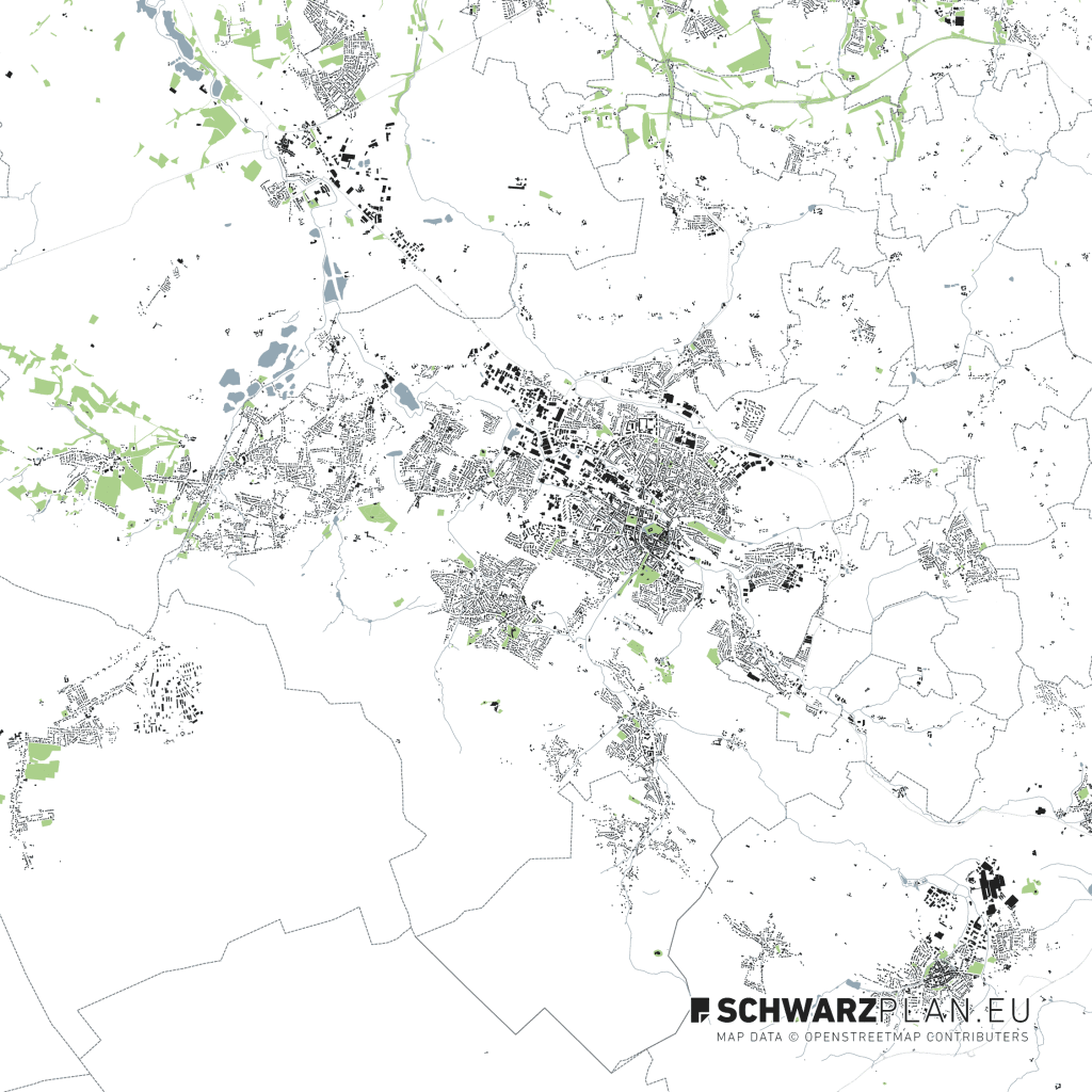 Lageplan & Schwarzplan von Detmold zum Download als PDF, 1:50 000