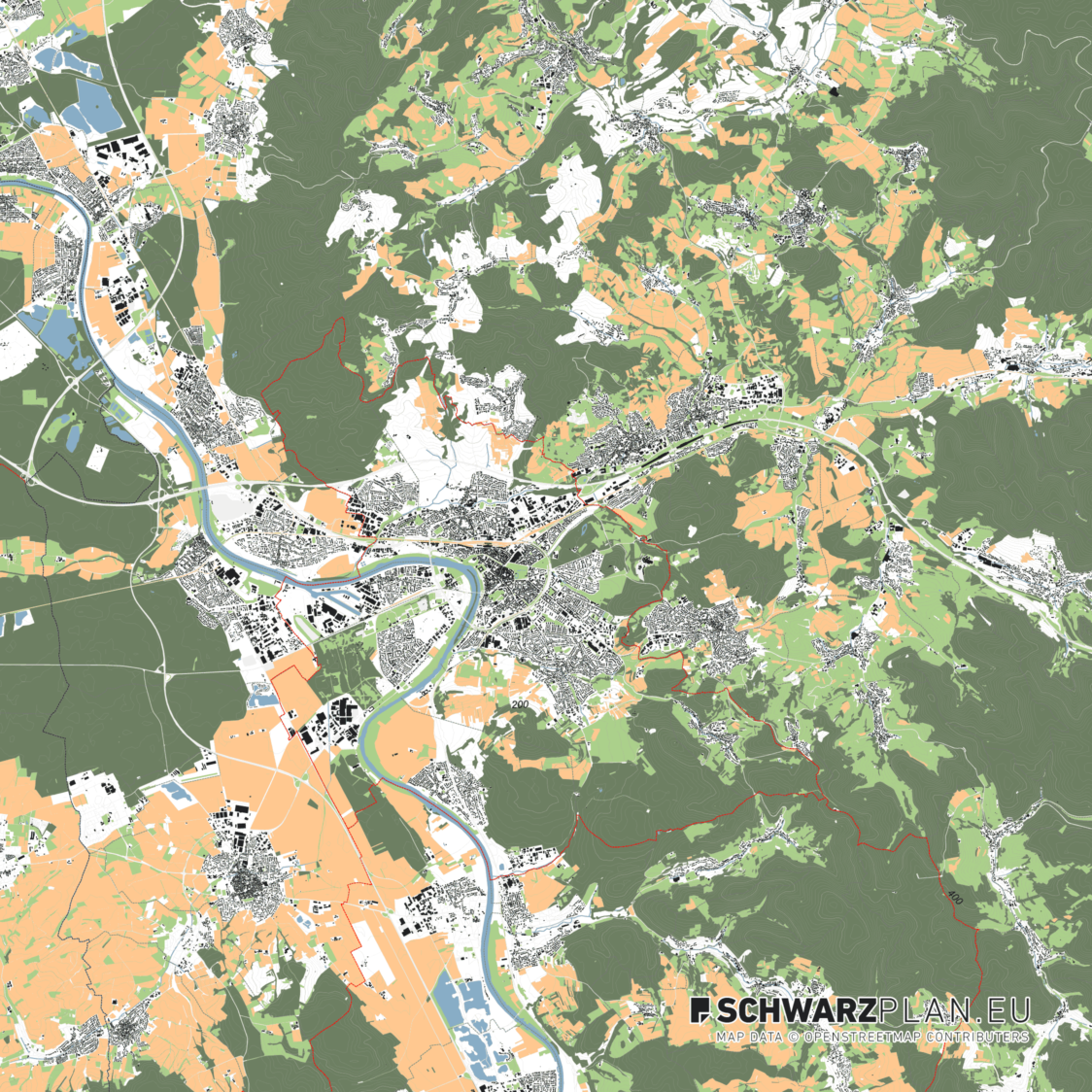 Lageplan & Schwarzplan von Aschaffenburg zum Download als PDF, DWG Plan ...