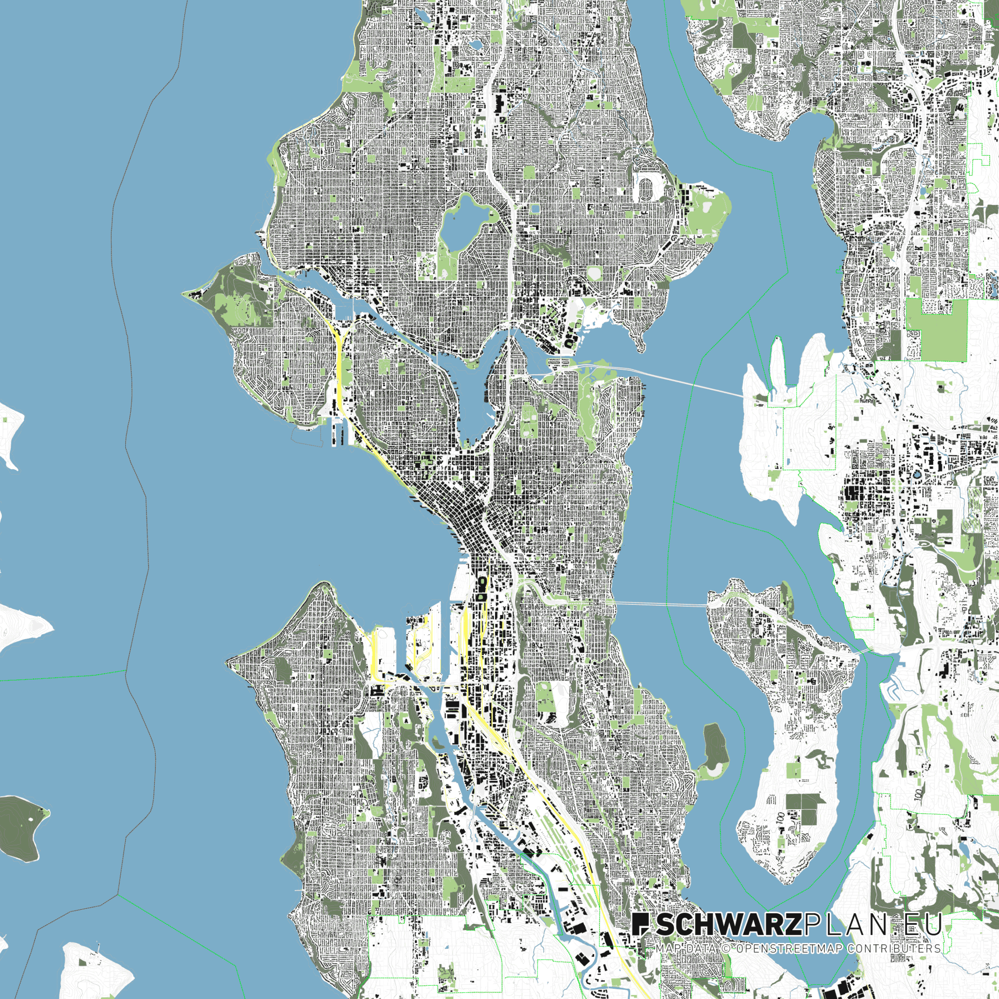Lageplan & Schwarzplan von Seattle zum Download als PDF, DWG Plan, 1: ...