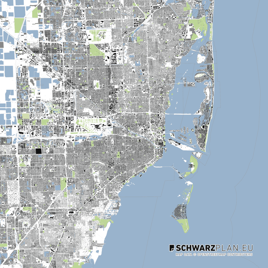 Site Plan & Figure Ground Plan of Miami for download as PDF, DWG Plan ...
