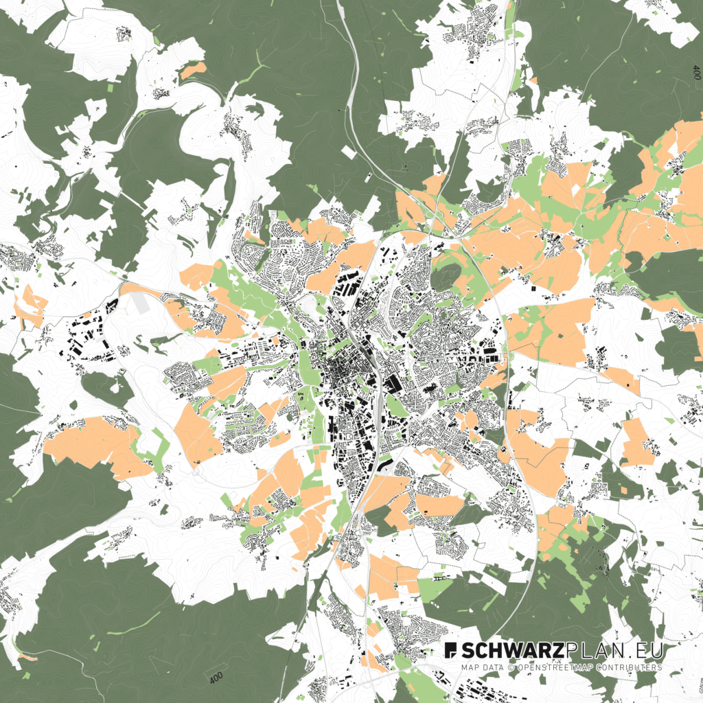 Lageplan & Schwarzplan von Fulda zum Download als PDF, DWG Plan, 1:100 000