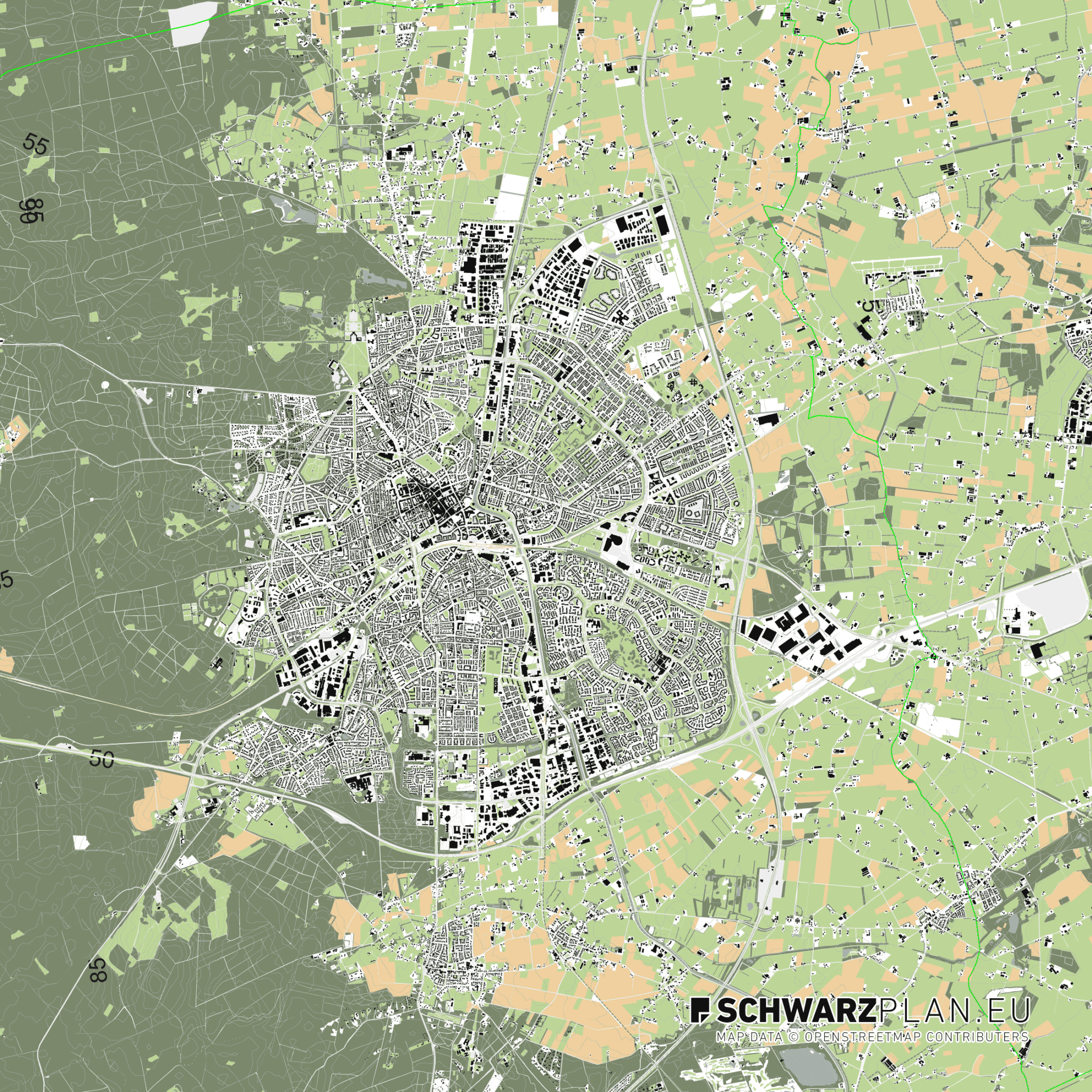 Schwarzplan & Lageplan von Apeldoorn zum Download als PDF, DWG Plan, 1: ...